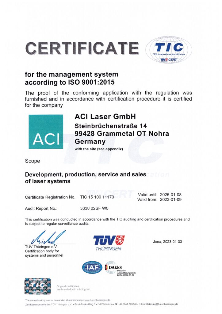 Gestión de calidad en ACI Laser - Nuestros principios